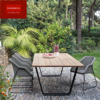 China Modern Outdoor Wooden 8 Seater Dining Table Set with Quick Dry Foam Cushions and More for sale