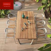 China Modern Outdoor Wooden 8 Seater Dining Table Set with Quick Dry Foam Cushions and More for sale