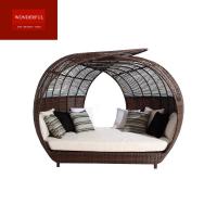 China Apartment Outdoor Wicker Rattan Beach Day Bed with Canopy Double Function for sale