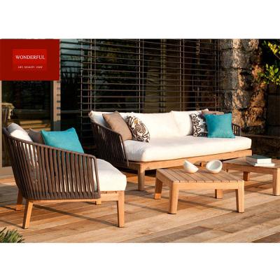 China Quick Dry Foam Luxury Nordic Rope Sofa Power Coated Frame Finish for Exterior Gardern for sale