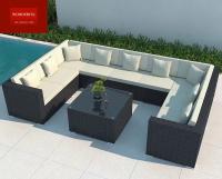 China Living Room Rattan Wicker Furniture Patio Outdoor Garden Sectional PE Rattan Sofa Set for sale