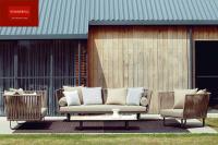 China Quick Dry Foam Modern High End Three Seat Aluminium Frame Outdoor Rope Garden Ratan Sofa for sale