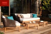 China Mail Packing N Fashionable Hotel Home Rattan Wood Modern Sofa for Outdoor in Living Room for sale