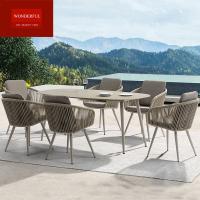 China Outdoor Dining Chair Teak Rope Counter Stool Chair with Quick Dry Foam and Folded Design for sale