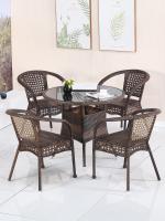 China Optional Rattan Dining Table and Chairs for Courtyard Wicker Garden Furniture Cube Set for sale
