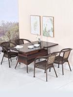 China Optional Rattan Dining Table and Chairs for Courtyard Wicker Garden Furniture Cube Set for sale