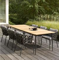 China Pastoral Style Extendable Rattan Dining Set with Wood Table and Aluminium Chairs for sale