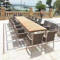 China Pastoral Style Extendable Rattan Dining Set with Wood Table and Aluminium Chairs for sale