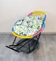 China Outdoor Colorful Round Rattan Rocking Egg Shaped Baby Chair for Courtyard Relaxation for sale