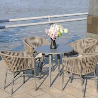China Outdoor Dining Chair and Rope Cafe Coffee Table Set for Restaurant Garden Furniture for sale