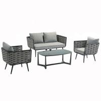 China Outdoor Patio Lounge Furniture U Shaped Rattan Garden Sofa with Aluminum Frame Design for sale