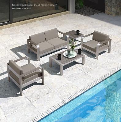China Outdoor Garden Patio Hotel Resort Design Style Plastic Wooden Lounge Sofa Furniture for sale