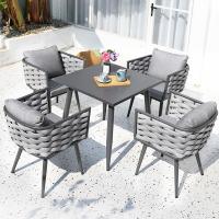 China Modern Room Dining Table and Chairs Set with PE Rattan Outdoor Furniture for sale