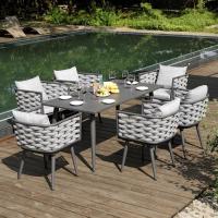 China Modern Room Dining Table and Chairs Set with PE Rattan Outdoor Furniture for sale