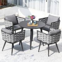 China Modern Room Dining Table and Chairs Set with PE Rattan Outdoor Furniture for sale