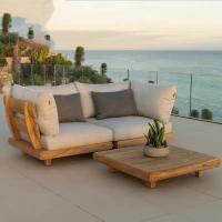 China Outdoor Garden Patio Hotel Sectional Sofa Set with Modern Teak Wood and Cushions for sale