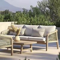 China Outdoor Teak Wood Sofa and Armchair with Armrests Weather Resistant Modern Design for sale