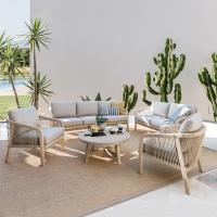 China Outdoor Teak Wood Sofa and Armchair with Armrests Weather Resistant Modern Design for sale