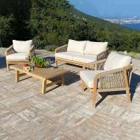 China Outdoor Teak Wood Sofa and Armchair with Armrests Weather Resistant Modern Design for sale