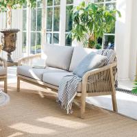 China Outdoor Teak Wood Sofa and Armchair with Armrests Weather Resistant Modern Design for sale