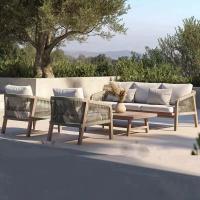 China Outdoor Teak Wood Sofa and Armchair with Armrests Weather Resistant Modern Design for sale