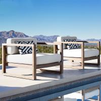 China Solid Teak Wood Materials Outdoor Leisure Furniture Sofa Set with Thick Cushions for sale