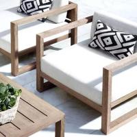 China Solid Teak Wood Materials Outdoor Leisure Furniture Sofa Set with Thick Cushions for sale