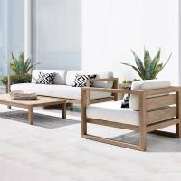 China Solid Teak Wood Materials Outdoor Leisure Furniture Sofa Set with Thick Cushions for sale