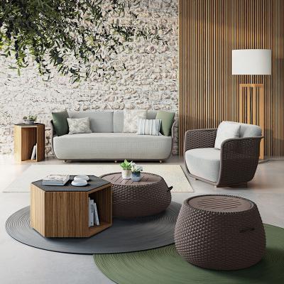 China Leisure Wicker Garden Furniture Set with 8-15 cm Cushion Thickness and Metal Frame for sale