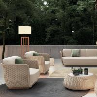 China Leisure Wicker Garden Furniture Set with 8-15 cm Cushion Thickness and Metal Frame for sale