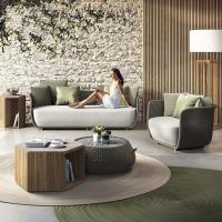 China Leisure Wicker Garden Furniture Set with 8-15 cm Cushion Thickness and Metal Frame for sale