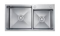 China INONA8245 Stainless Steel Commercial Kitchen Sink - 820x450x220mm Double Bowl with 8mm Wall Thickness for sale