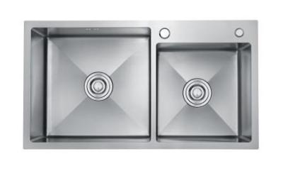 China INONA8245 Stainless Steel Commercial Kitchen Sink - 820x450x220mm Double Bowl with 8mm Wall Thickness for sale