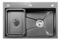 China 304 Stainless Steel Single Bowl Kitchen Sink 750x460x220mm with Nano Coating and Multiple Installation Options for sale