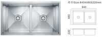 China INONA8048 Series 800x480mm Stainless Steel Double Bowl Kitchen Sink with 220mm Depth and 8mm Wall Thickness for sale