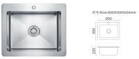 China INONA6050 Series 500mm Single Bowl Stainless Steel Sink - 220mm Depth, 8mm Wall Thickness for sale