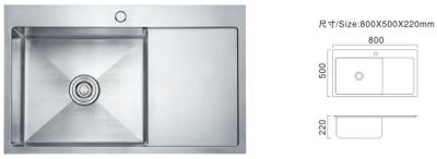 China INONA8050 Series 800x500mm Stainless Steel Kitchen Sink with 220mm Depth and 8mm Wall Thickness for sale