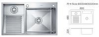 China INONA8048 Stainless Steel Plate Sanitary Sink 800x480x220mm with Drainer - 304 Grade Hand-Welded Construction for sale