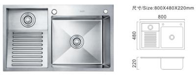 China INONA8048 Stainless Steel Plate Sanitary Sink 800x480x220mm with Drainer - 304 Grade Hand-Welded Construction for sale