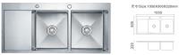 China Stainless Steel 304 Double Bowl Kitchen Sink 1050×500×220mm with 8mm Wall Thickness - Customizable Installation for sale
