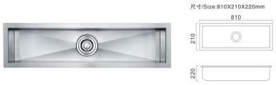 China Stainless Steel Single Bowl Kitchen Sink 810mm Undermount Flush Mount 304 for sale