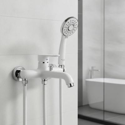 China Hand Shower Faucets Brass Body White Finish Suitable For Bathroom Renovations Commercial Projects And Residential Homes for sale