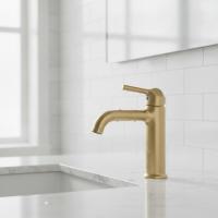 China Cold Water Brass Basin Tap Brushed Brass Finish Quarter Turn Ceramic Cartridge Single Inlet Design for sale