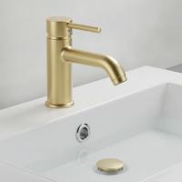 China Swivel Spout Brass Basin Mixer Tap Brushed Brass Finish 360 Degree Rotation with Pop Up Waste Set for sale