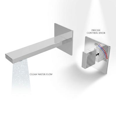 China Wall Mounted Bath Shower Mixer Set Solid Brass Two Handle Faucet Hand Shower Slide Bar Chrome Finish for sale