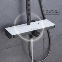 China Concealed Thermostatic Bath Shower Mixer Set Wall Mount Trim Kit Volume Control Diverter Chrome Matt for sale