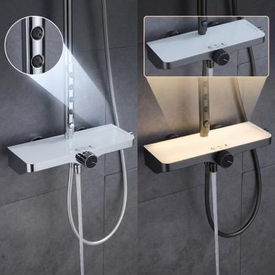China Slim Rectangular Bathtub Spout Three Way Diverter Wall Mounted Tub Faucet Hand Shower Chrome Finish for sale