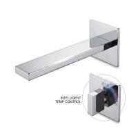 China Slim Rectangular Bathtub Spout Three Way Diverter Wall Mounted Tub Faucet Hand Shower Chrome Finish for sale