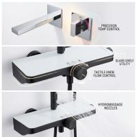 China Slim Rectangular Bathtub Spout Three Way Diverter Wall Mounted Tub Faucet Hand Shower Chrome Finish for sale