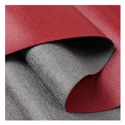China Rose Red Furniture Leather Fabric 0.55mm Artificial Suede Leather for sale